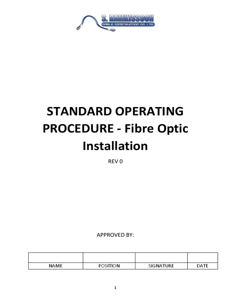 Standard Operating Procedure - Fibre Optic Installation | PDF ...