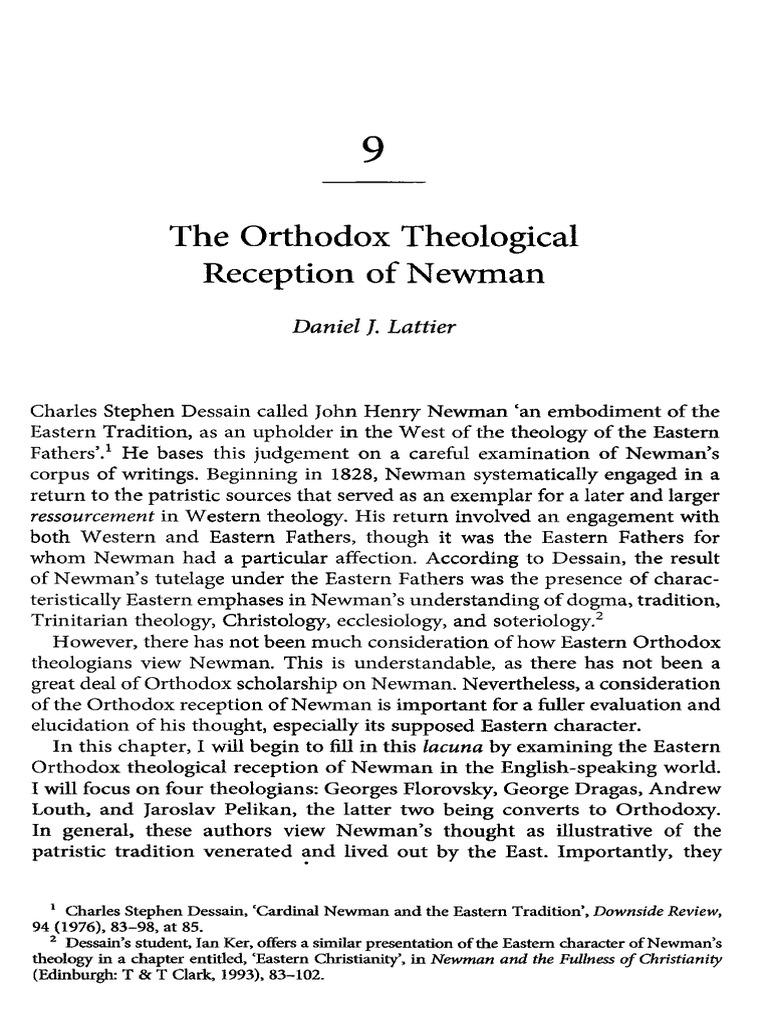 Daniel J. Lattier - The Orthodox Theological Reception of Newman - OCR ...