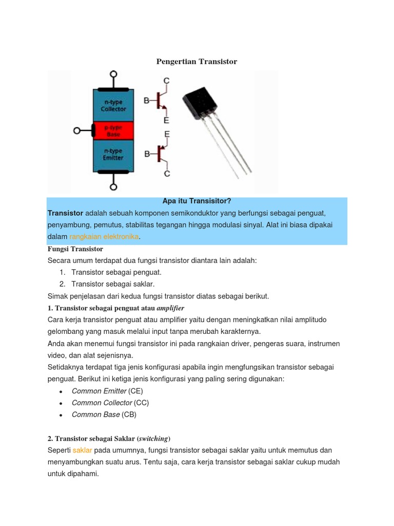 Bjt Bipolar Junction Transistor Merupakan Jenis Transistor BJT
