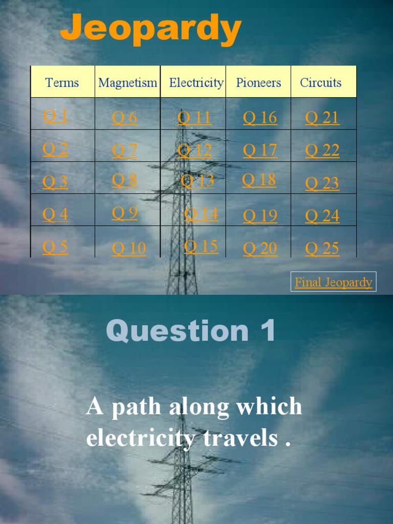 sc4.3 Electricity Magnetism Jeopardy | PDF | Electricity | Electric Current