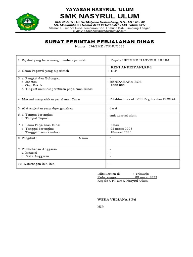 Contoh SPPD KS | PDF
