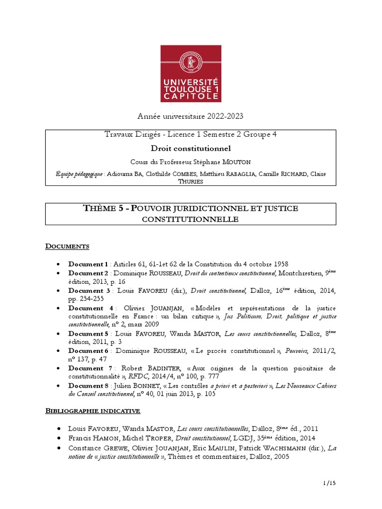 Pouvoir Juridictionnel et Justice Constitutionnelle | PDF | Loi ...