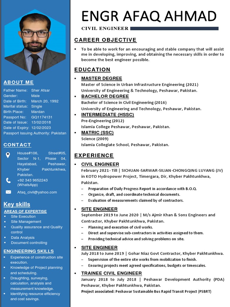 Afaq Ahmad CV.. | PDF | Khyber Pakhtunkhwa | Peshawar