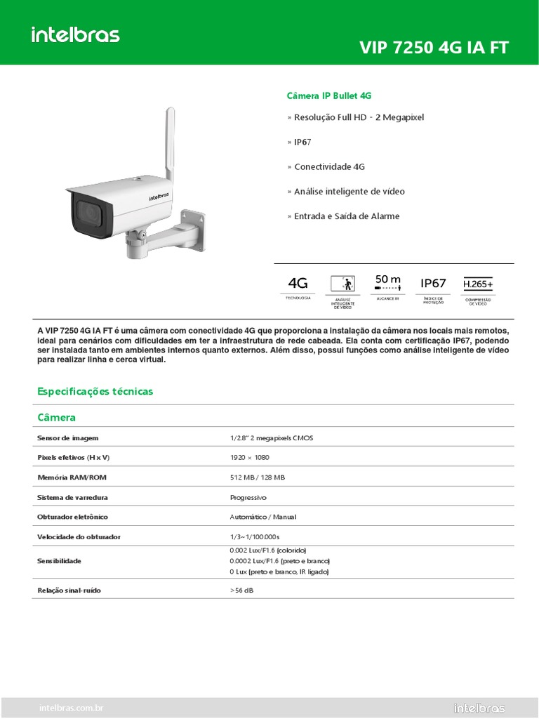 Camera Chip 4g - Novo Datasheet - VIP 7250 4G IA FT | PDF | Câmera | Pixel