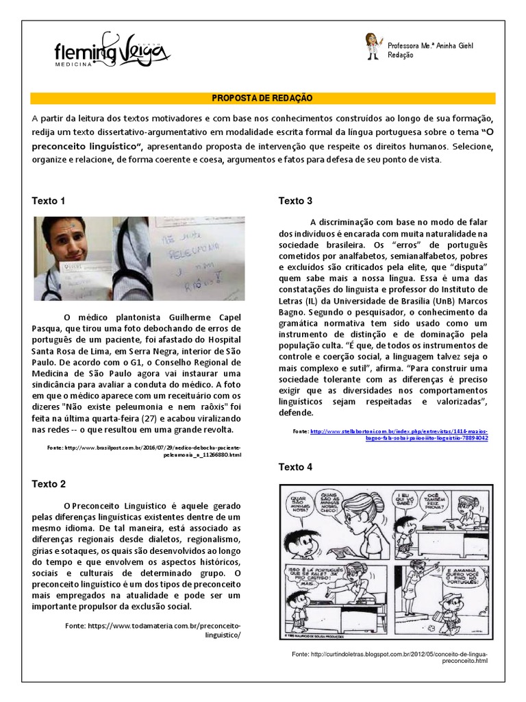 Redação sobre Preconceito Linguístico | PDF | Linguística | Sociologia