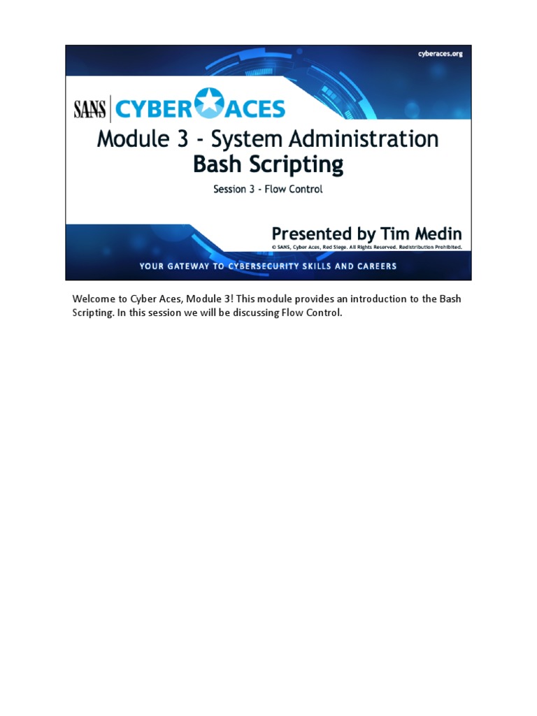 CyberAces Module3-Bash 3 FlowControl | PDF | Control Flow | Software Engineering