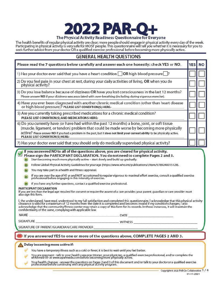 PAR-Q+ & ePARmed-X+ Overview | PDF