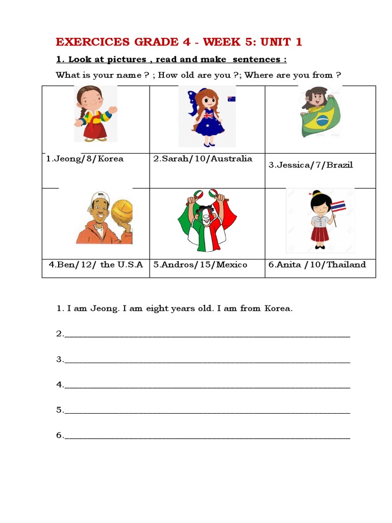 Grade 4 English Activities: Unit 1 | PDF | Vietnam