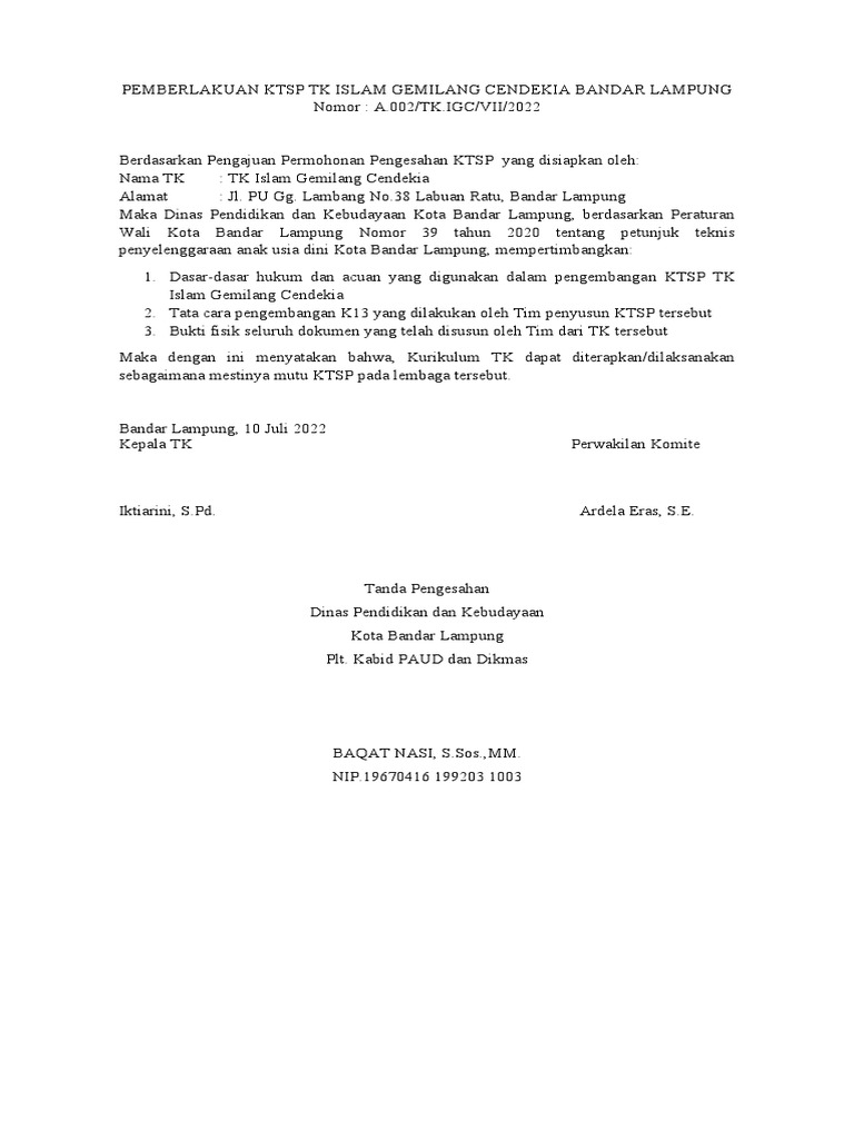 Rumusan Kalimat Pengesahan | PDF