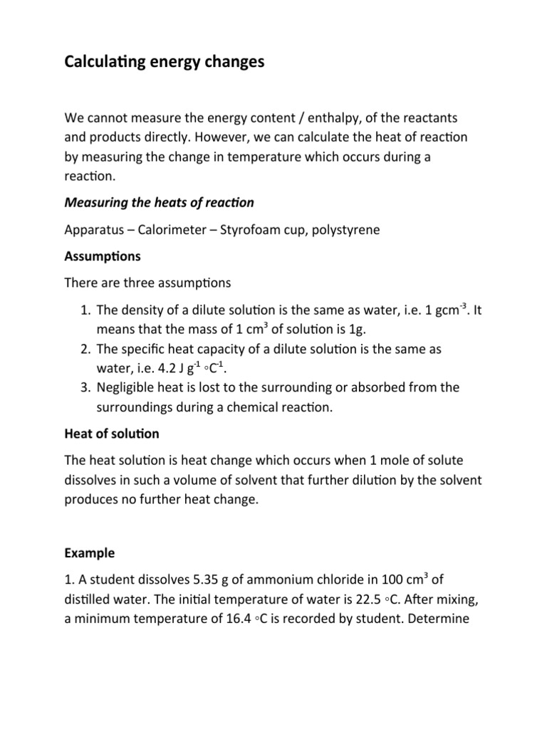 Calculating Energy Changes | PDF | Sodium Hydroxide | Chemical Reactions