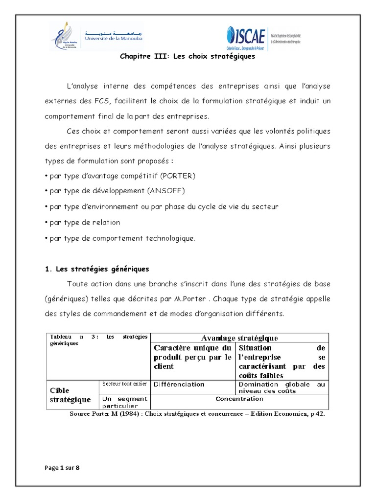 Chapitre III | PDF | Gestion stratégique | Business