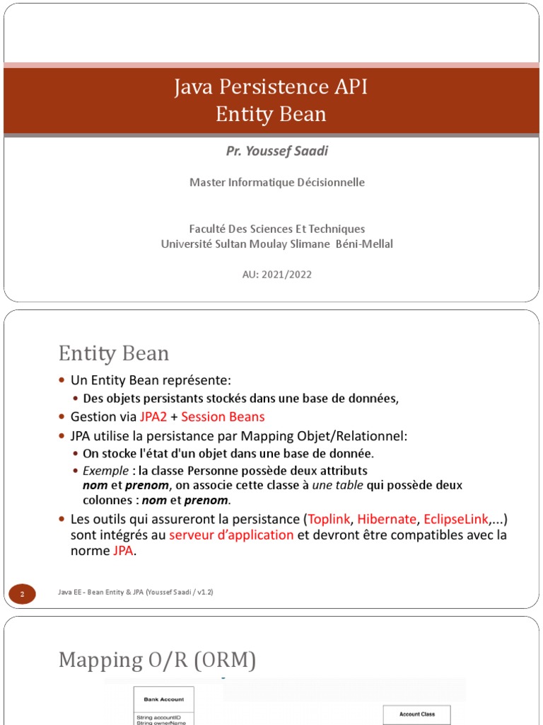Chap05-Entity Bean | PDF | Java (Langage de programmation) | Programmation orientée objet