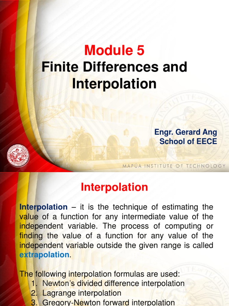 Module 5 Finite Differences and Interpolation | PDF | Interpolation ...