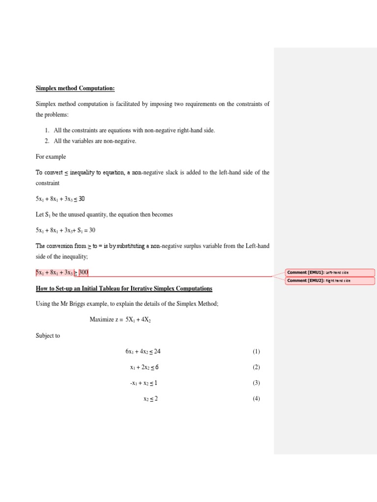 Simplex Method Computation | PDF | Mathematical Optimization | Linear ...