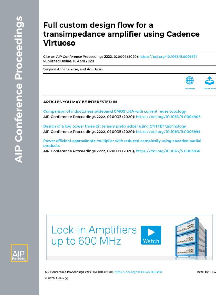 Full Custom Design Flow For A Transimpedance Amplifier Using Cadence ...