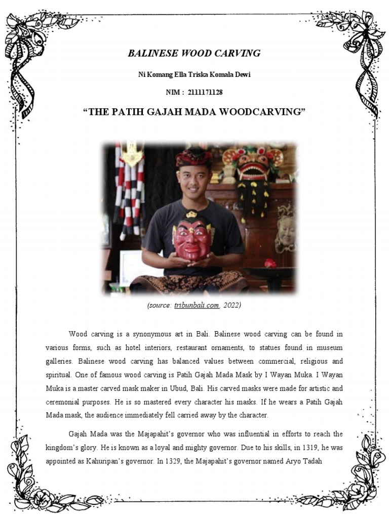 The Patih Gajah Mada Wood Carving - Ni Komang Ella Triska Komala Dewi - 2111171128 - PBI C ...