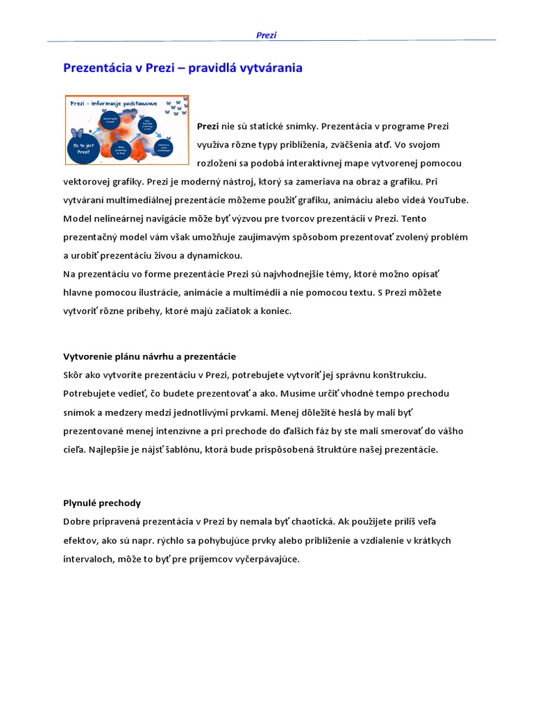 Prezentacia V Prezi - Pravidla Vytvarania | PDF