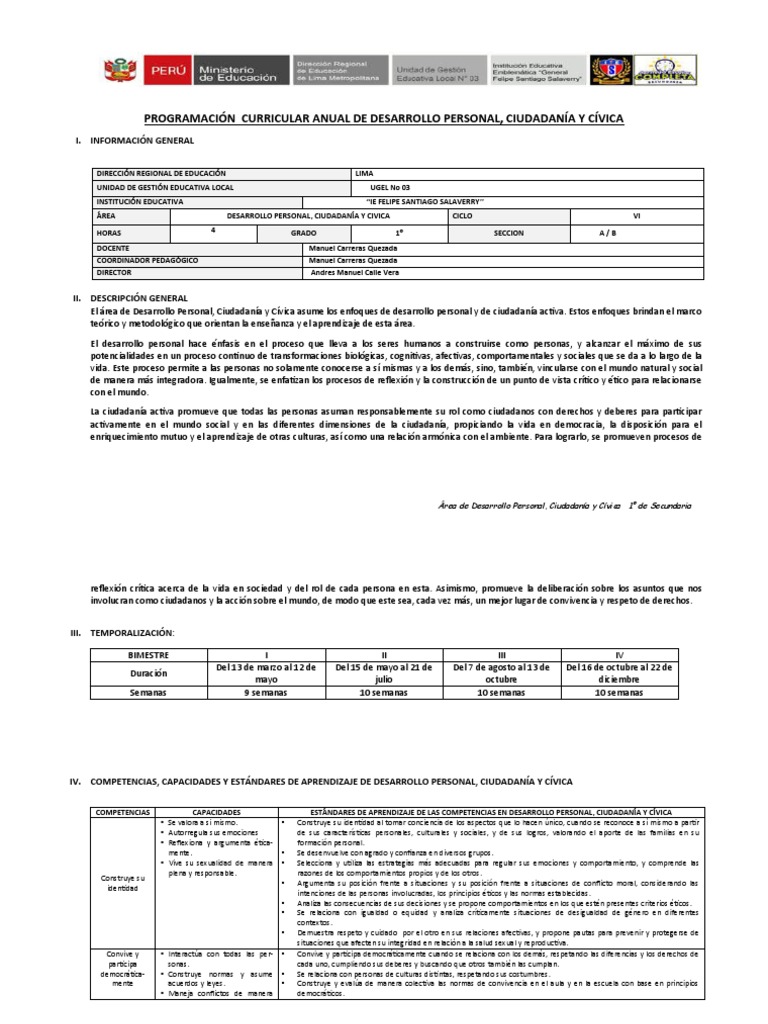 DPCC 1ro - Programación | PDF | Aprendizaje | Enseñando