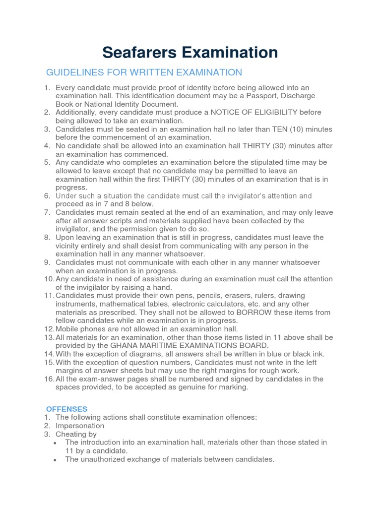 Seafarers Examination | PDF | Identity Document | Government