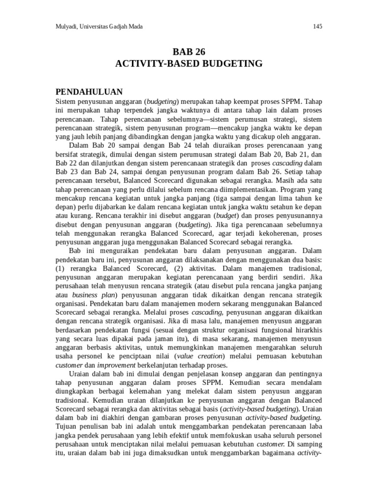 BAB 26 Activity-Based Budgeting: Pendahuluan | PDF