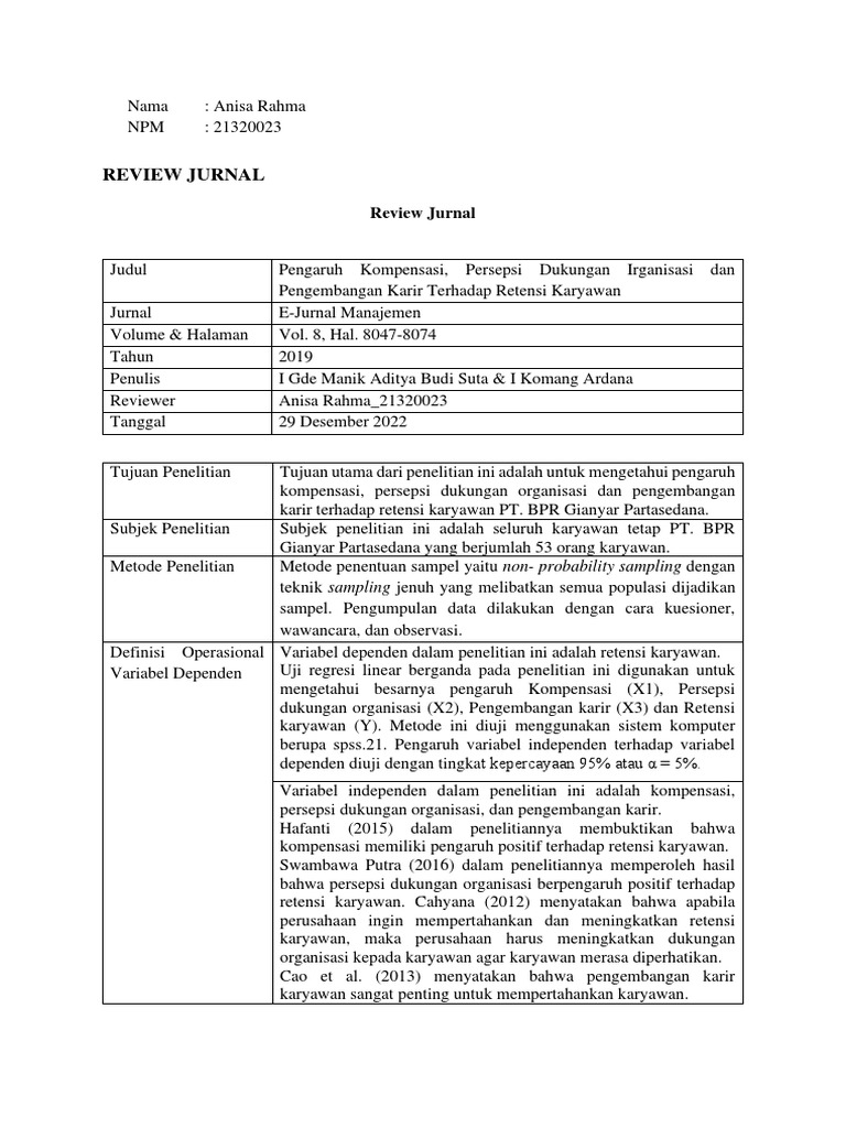 Review Jurnal | PDF | Karier & Perkembangan | Bisnis