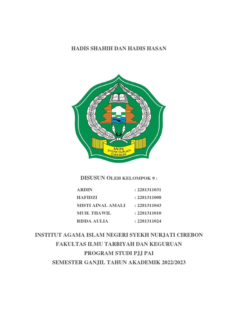 Makalah Studi Hadits, Hadits Shahih Dan Hasan | PDF