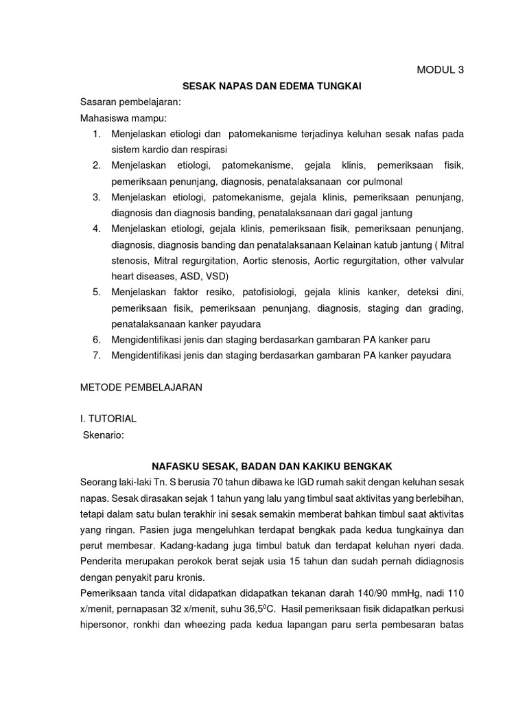 Sesak Napas Dan Edema Tungkai: Modul 3 | PDF | Kesehatan Holistik ...