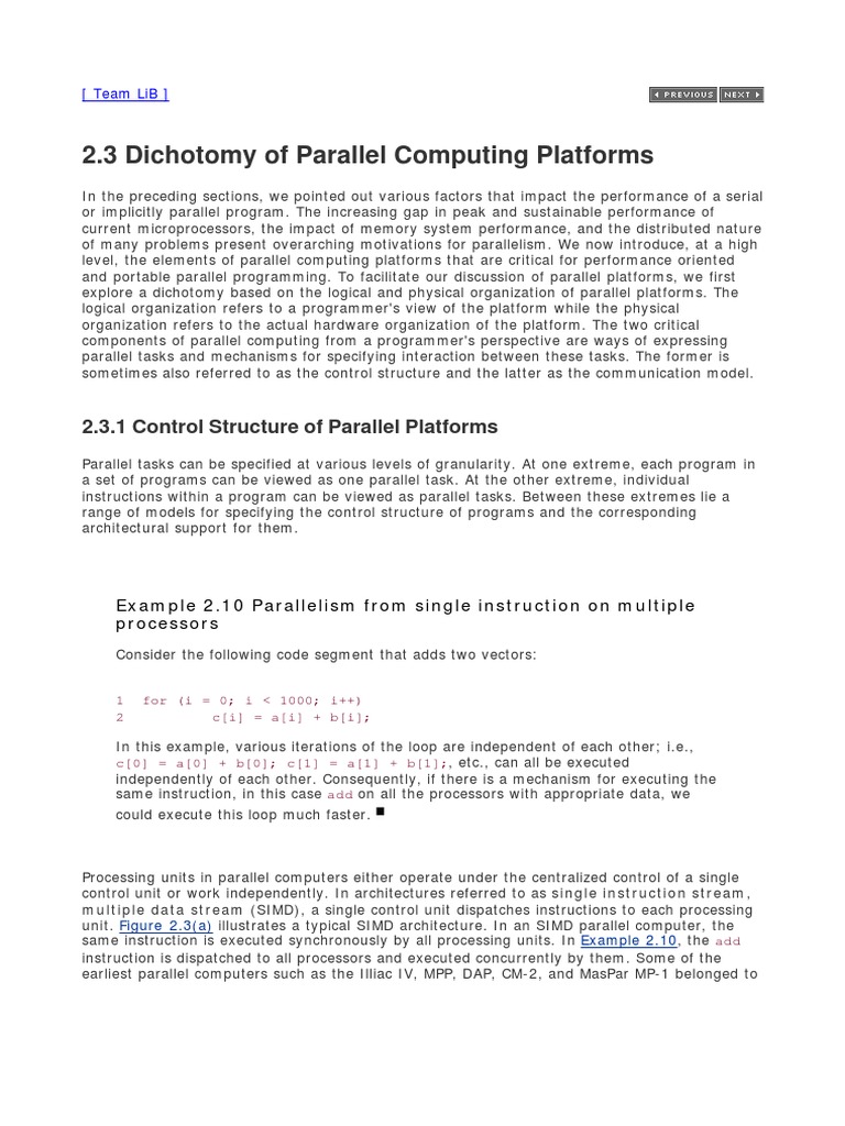2.3 Dichotomy of Parallel Computing Platforms | PDF | Parallel ...