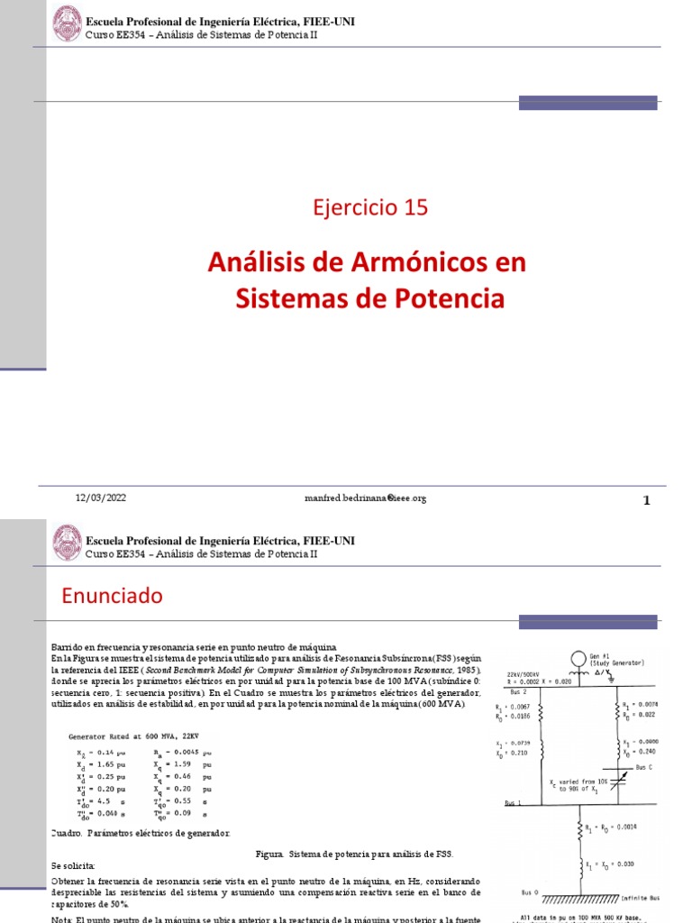EE354 - Ejercicio 15 - Análisis de Armónicos | PDF | Cantidad | Metrología