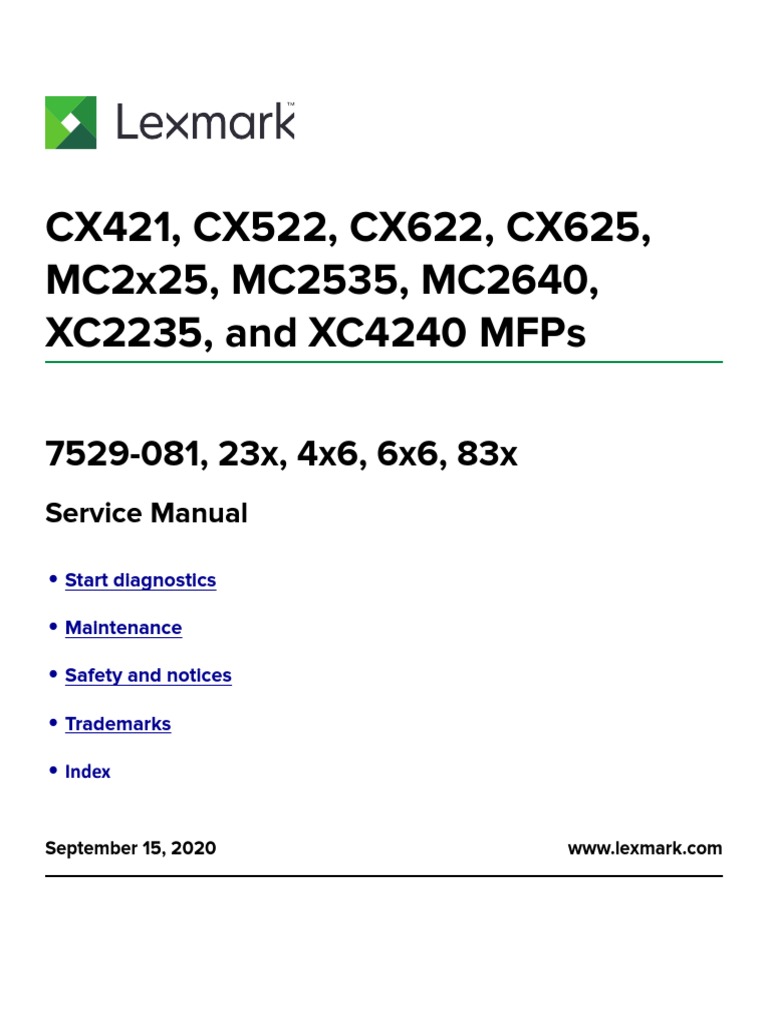 CX421, CX522, CX622, CX625, MC2535 & MC2640 Service Manual | PDF ...