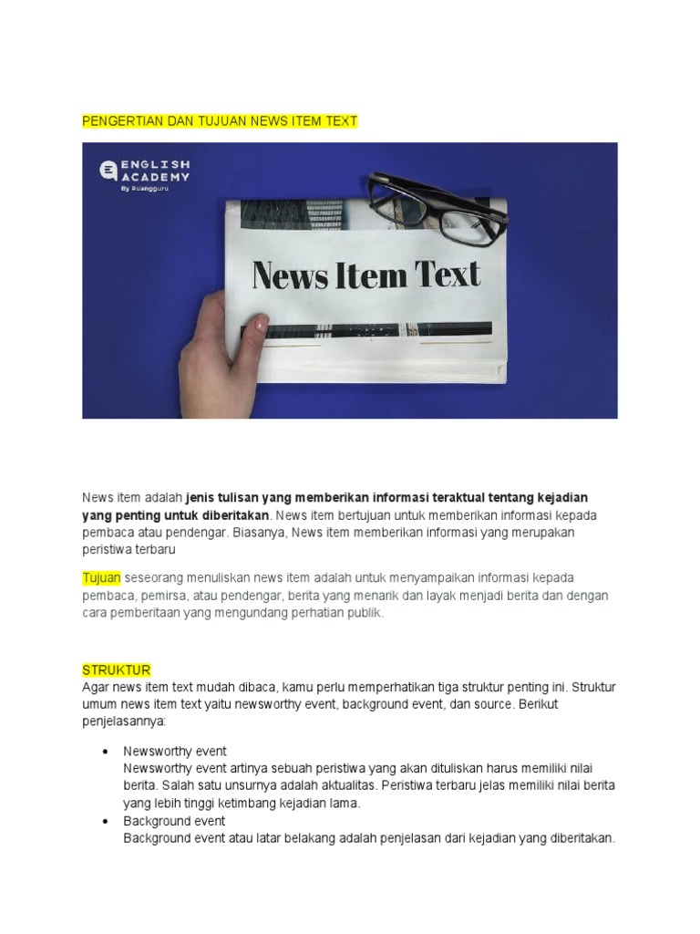 Pengertian News Item Text2 | PDF
