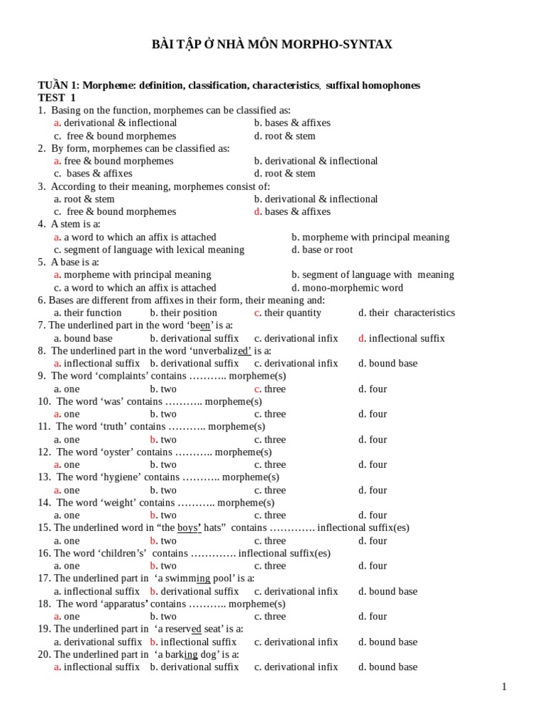 Bài Tập Ở Nhà Môn Morpho-Syntax | PDF | Clause | Verb