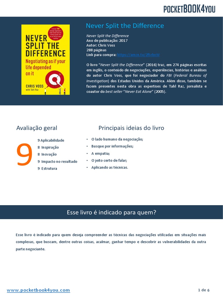 Never Split The Difference - Chris Voss | PDF | Empatia | Autor
