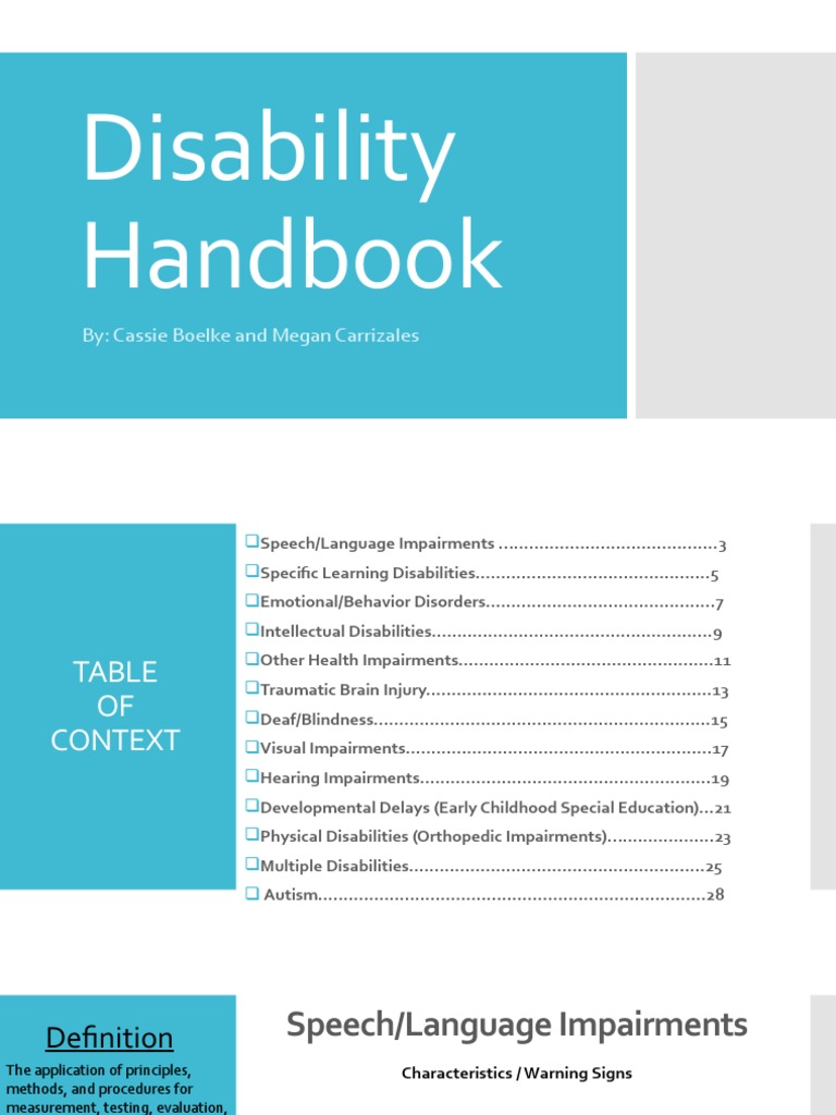 Disability Handbook | PDF | Learning Disability | Disability