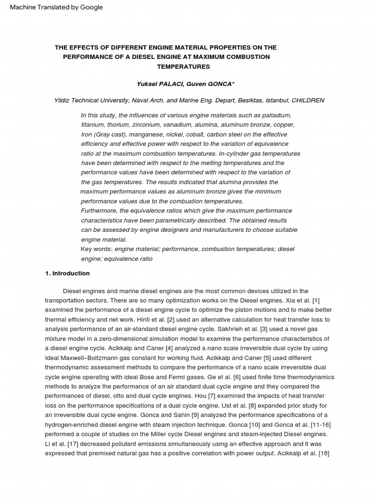 The Effects of Different Engine Material Propertie | PDF | Engines ...