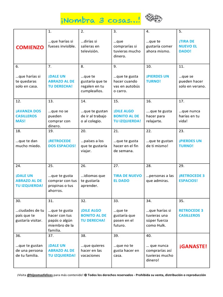 Nombra 3 Cosas... | PDF