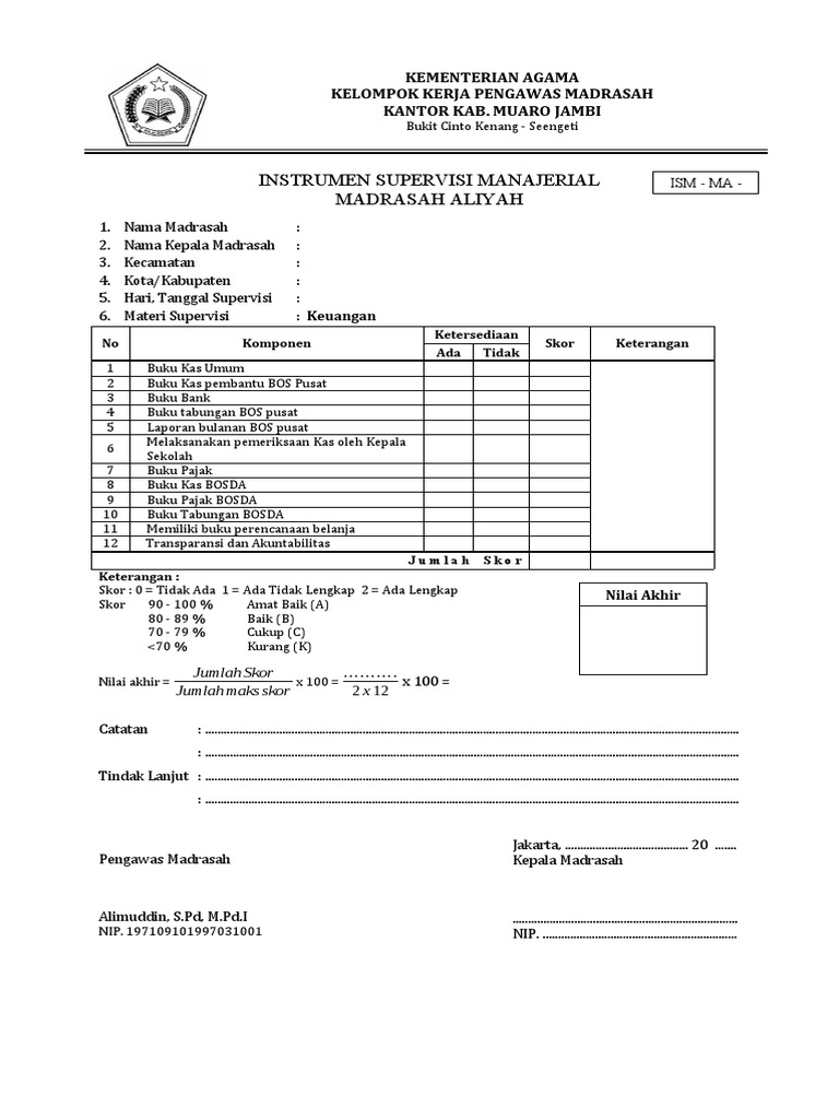 Supervisi Madrasah oleh Alimuddin | PDF
