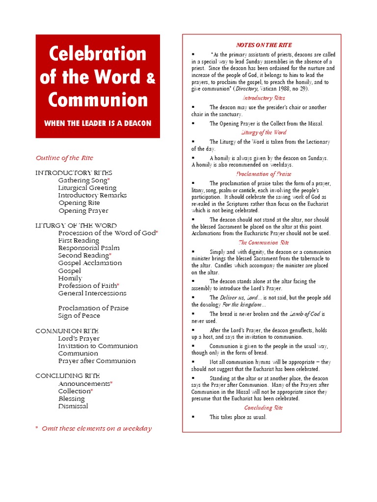 Celebration of The Word and Communion by A Deacon | PDF | Mass (Liturgy ...