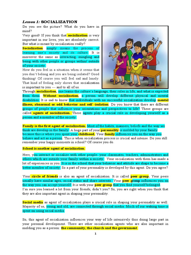 Lesson 1: Socialization | PDF | Socialization | Social Group