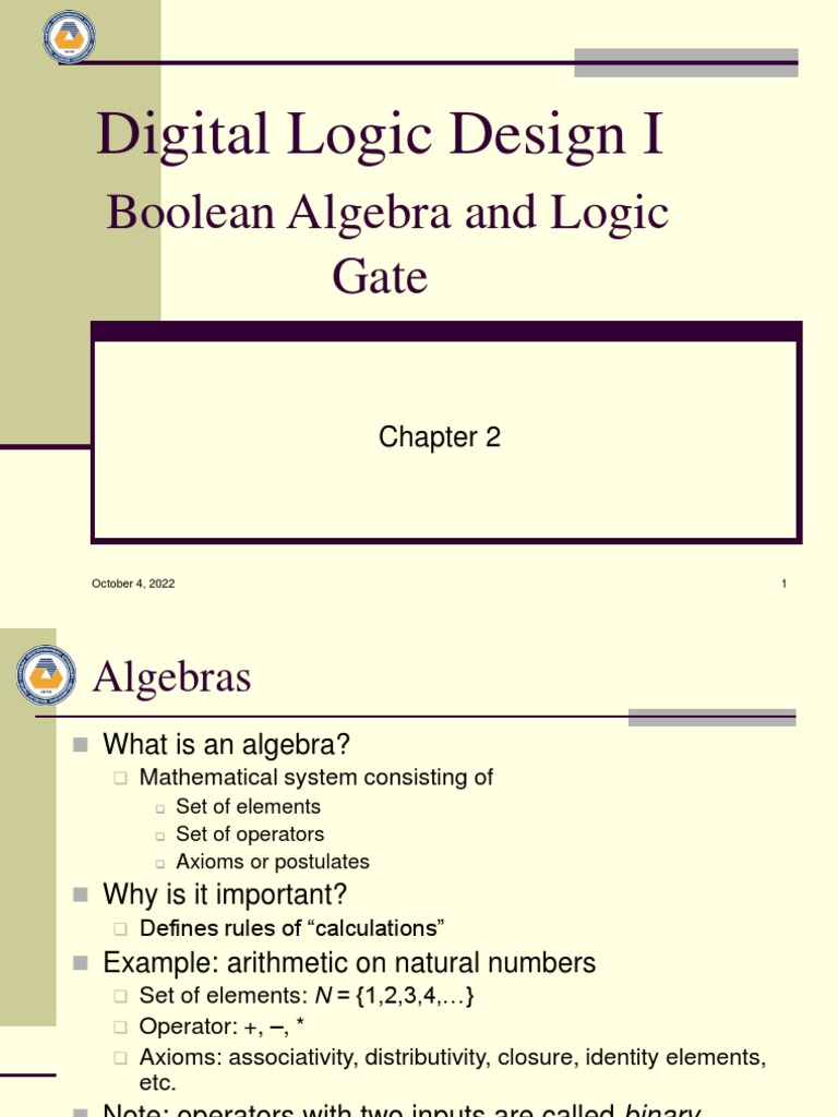 Lecture 4b Chapter 2 Boolean Algebra Pdf Axiom Boolean Algebra