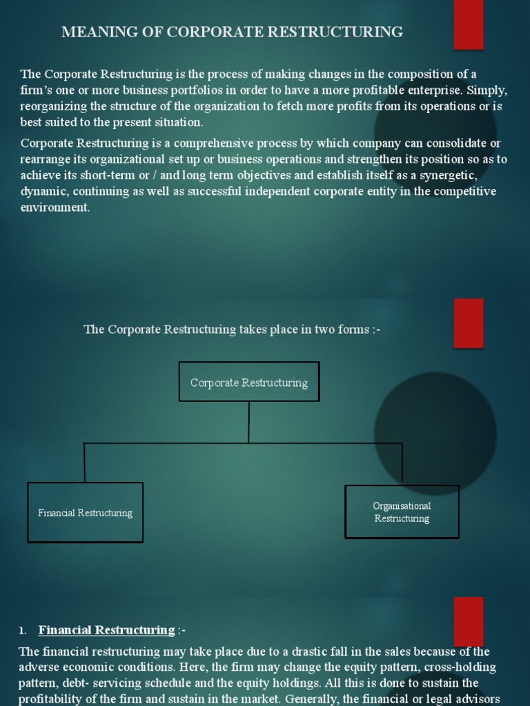Meaning of Corporate Restructuring | PDF | Franchising | Mergers And Acquisitions