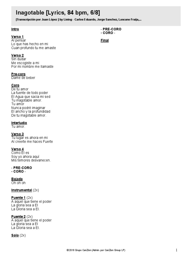 Inagotable Letra | PDF