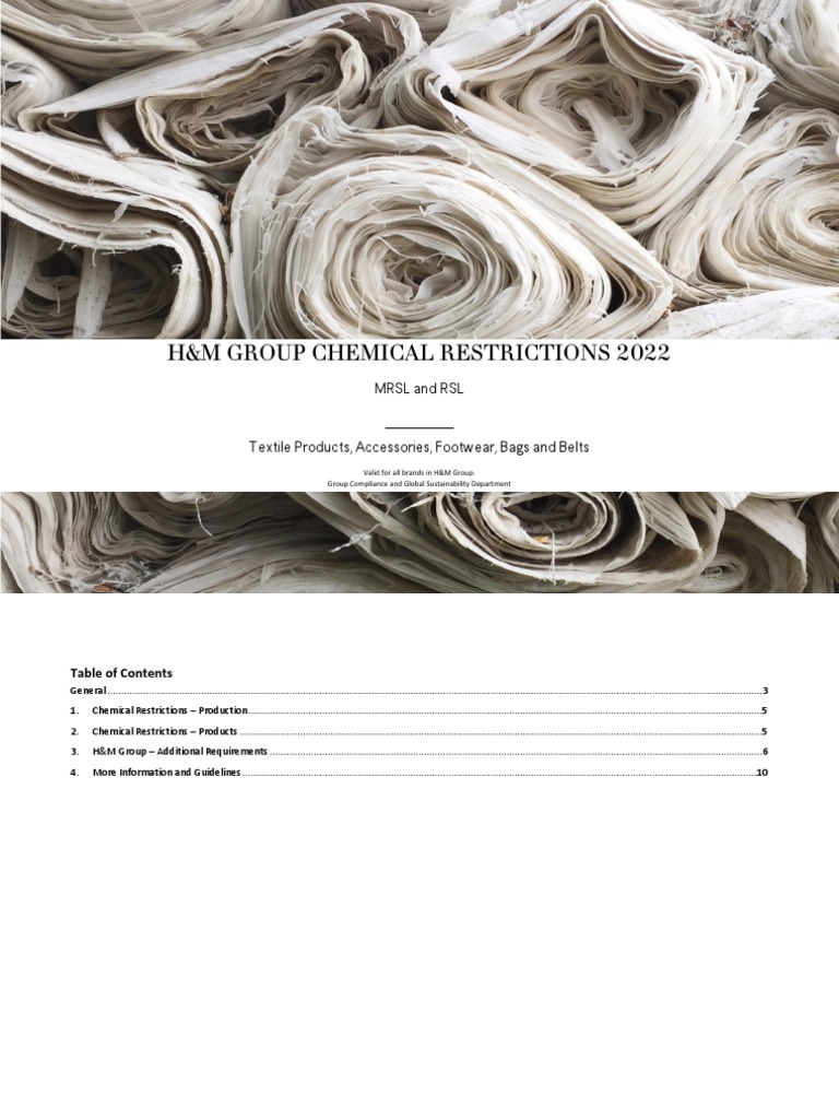 HM Group Chemical Restrictions Textile Products Accessories Footwear ...