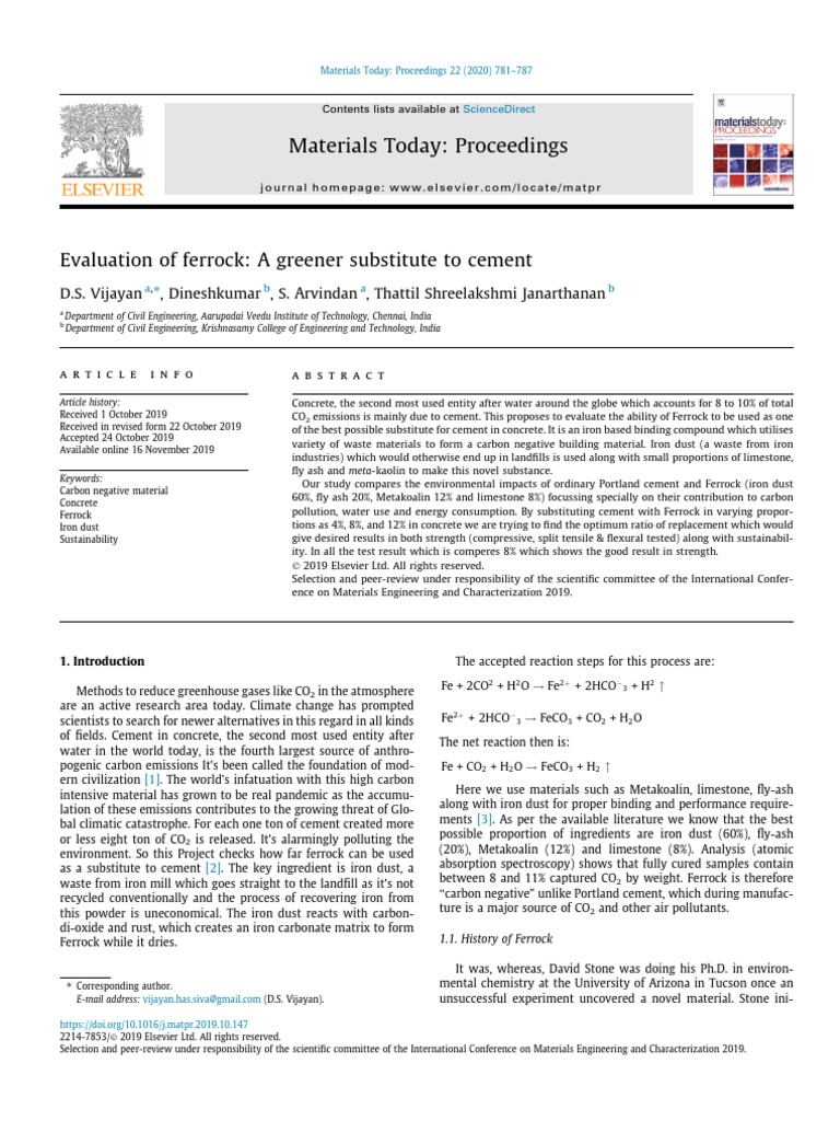 Ferrock: A Sustainable Cement Alternative | PDF | Concrete | Cement