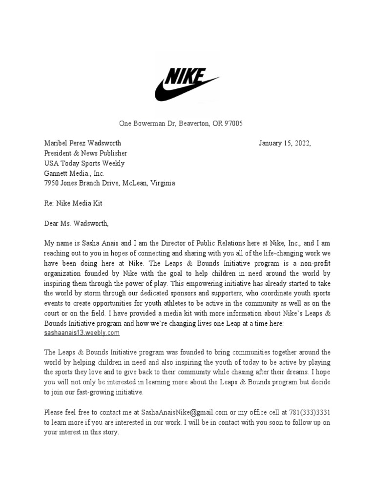 Nike Pitch Letter-2 | PDF