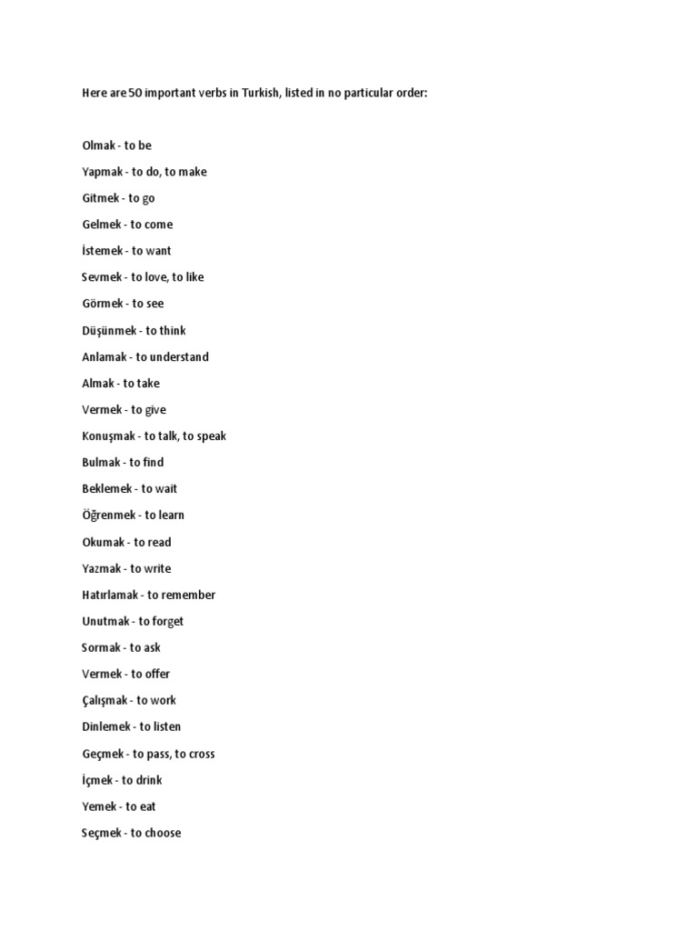 Verbs and Adjectives in Turkish | PDF