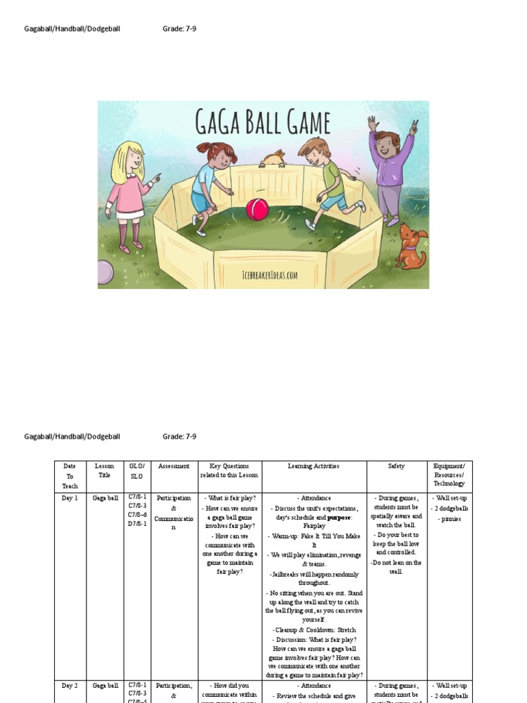 Unit Plan - Gagaball Handball 1 | PDF | Sports