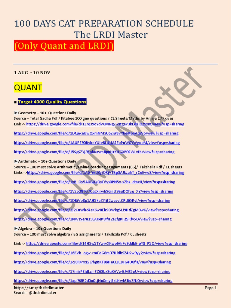 100 Days Prep Strategy | PDF | Mathematics | Science