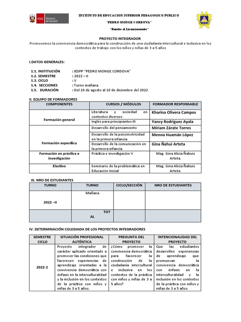 Proyecto Integrador Inicial V-S | PDF | Aprendizaje | Educación de la ... Proyecto Integrador Inicial V-S | PDF | Aprendizaje | Educación de la ...