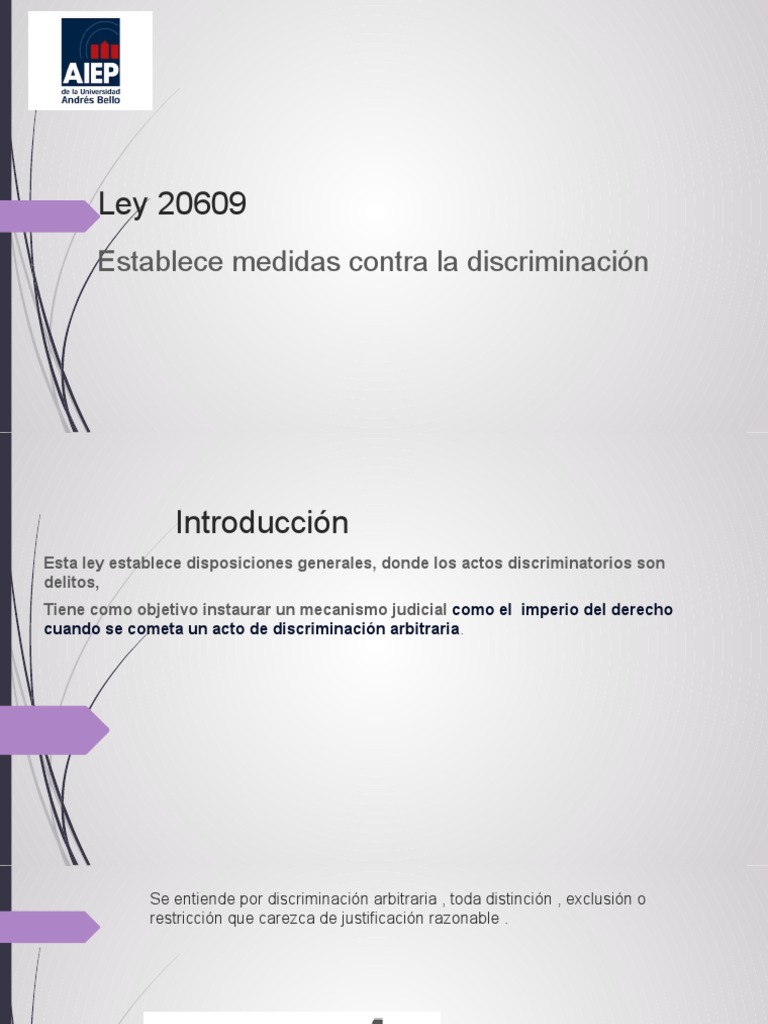 Ley 20609 Modulo Introdu A La Educ | PDF | Discriminación | Invalidez
